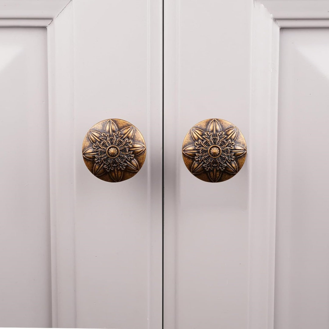 CHi Charter House Innovations 16 Pack Kitchen Cabinet Knobs Antique Brass, 1-2/5" Round Knobs ...